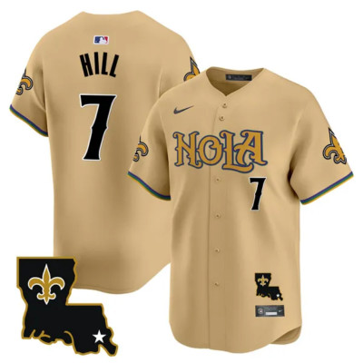 New Orleans Saints #7 Taysom Hill Gold NOLA Stitched Baseball Jersey | eBay