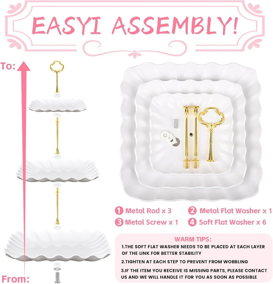 5 Pcs Dessert Table Display Set - 2 Pcs 3-Tier Dessert Display Stands ...