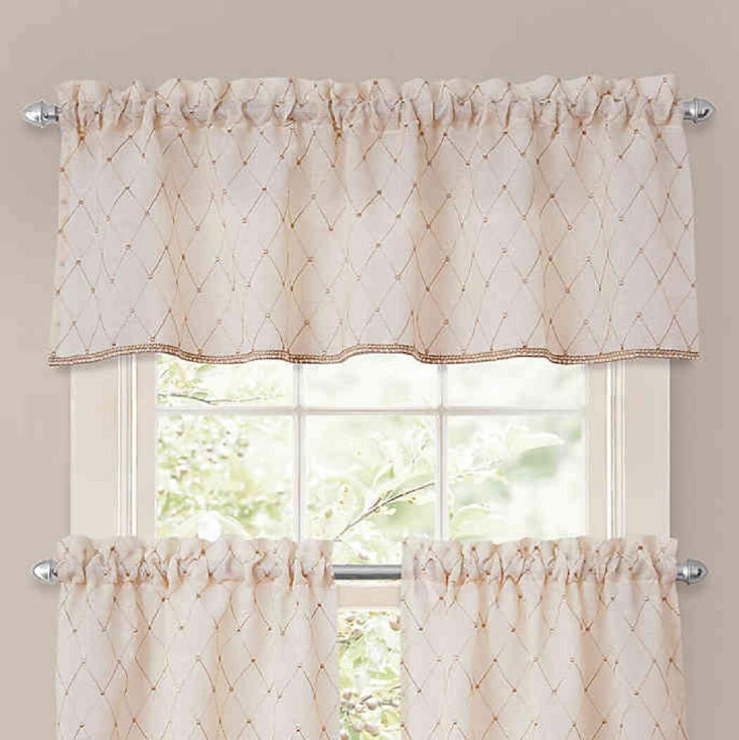 Kensington Home Fashions Crystal Brook Window Valance in Ivory | eBay