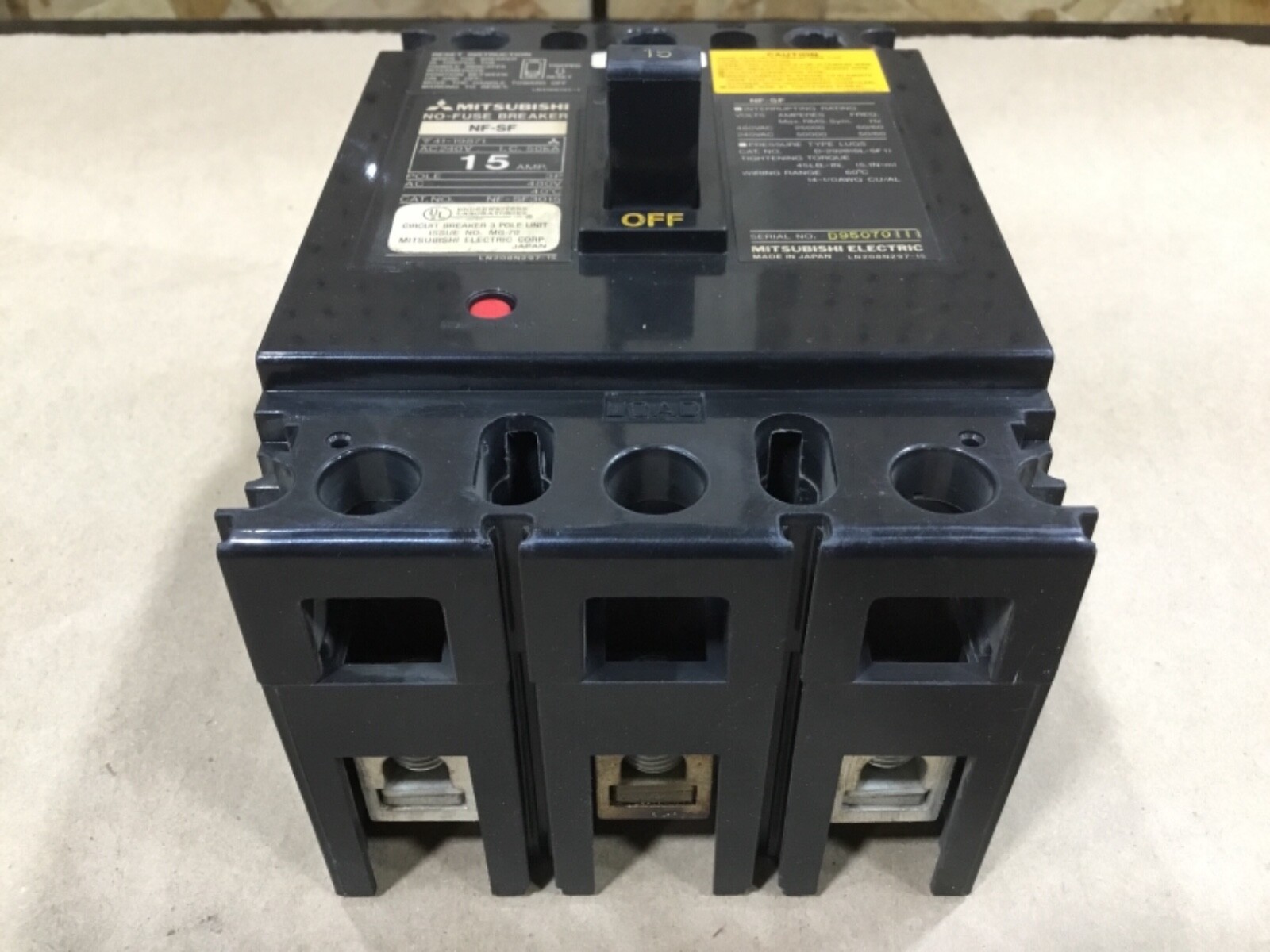 Mitsubishi NF-SF3015 No Fuse Circuit Breaker NF-SF 15A 3 Pole ...