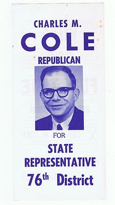 Vintage 1970s Charles Cole Ohio State Representative Political Campaign ...