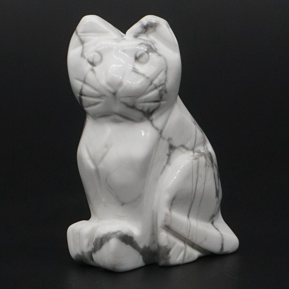 2" Stone Carving Cat Statue Natural Gems Crystal Reiki Healing Figurine ...