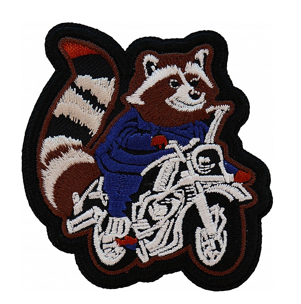 Small Biker Motorcycle Raccoon Embroidered Patch Free Shipping Inside ...