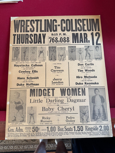 1960's, Haystacks Calhoun, Large Vintage Wrestling Poster (Scarce ...