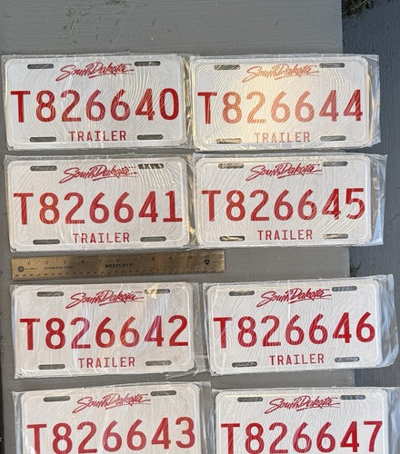 8 NOS SD Trailer License Plates Sequential South Dakota Lic Consecutive ...