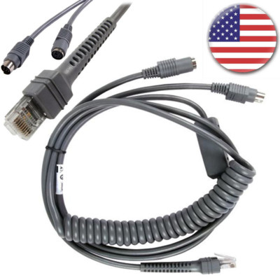 9FT Coiled PS2 Keyboard Wedge Cable For Symbol LS2208 LS4208 CBA-K01 ...