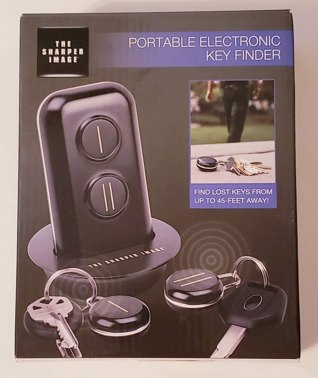 Sharper Image Portable Electronic Key Finder Wireless Transmitter 2 Key ...