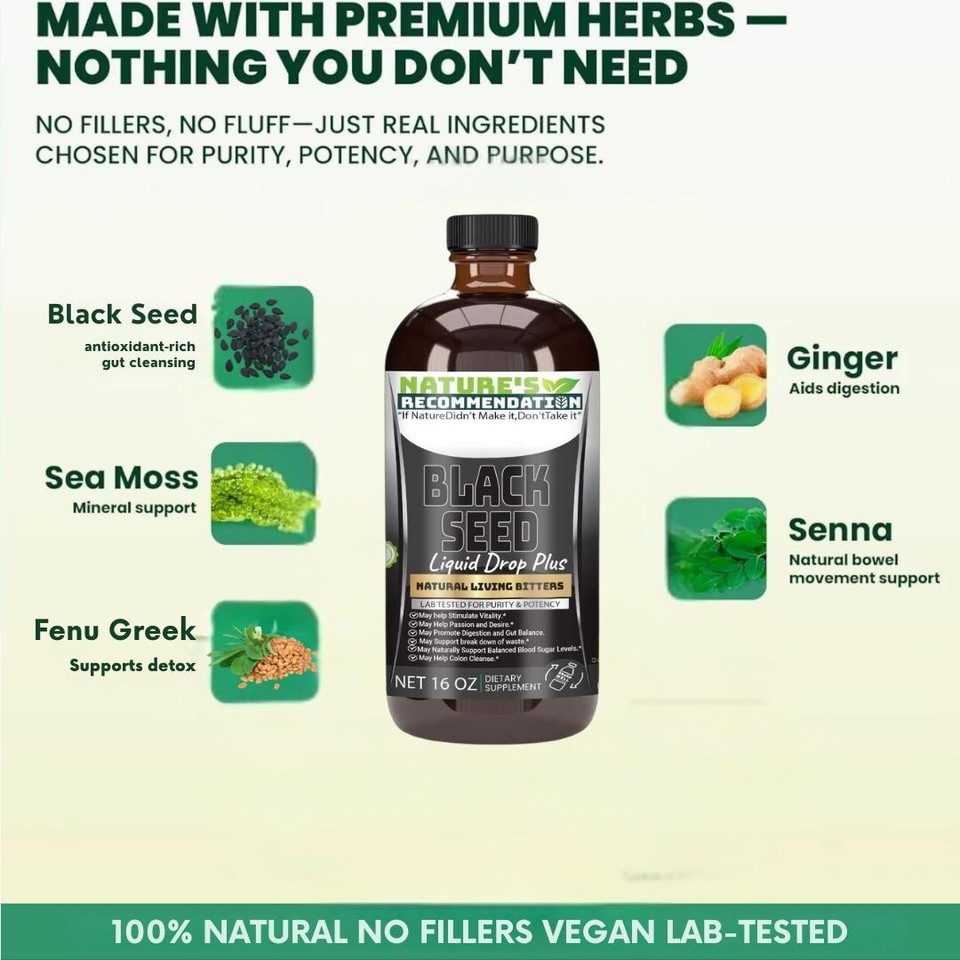 Organic Black Seed Herbal Detox Bitters African Tonic - 16 oz. | eBay