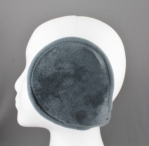 Dark Grey fleece ear muffs warmers behind head under hair fold up ear ...