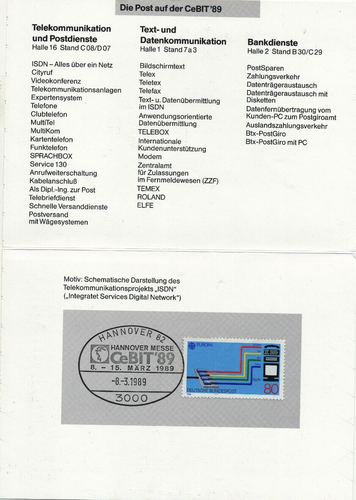 Faltkarte Post auf der CEBIT 1989 Hannover 8. 3. 1989 | eBay