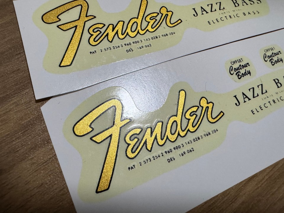 2Pcs FENDER JAZZ BASS Guitar Retro Waterslide Transfer Headstock Decals ...