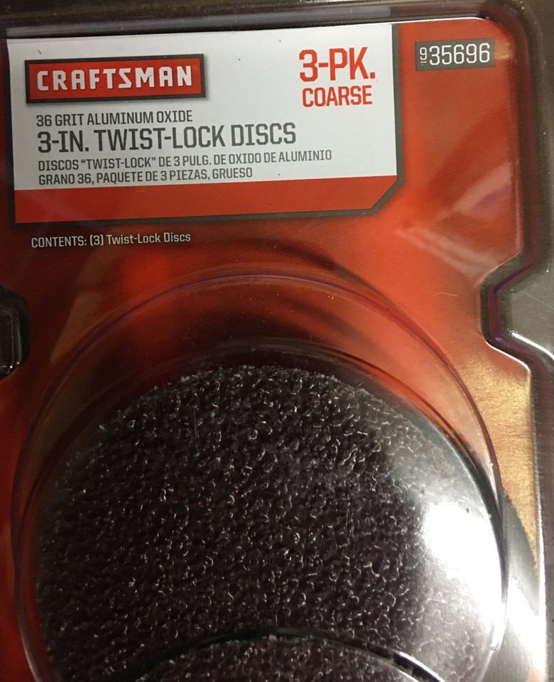 Craftsman 3" Twist-Lock Discs 36 Grit Alum Oxide 3-pk. COARSE #35696 | eBay