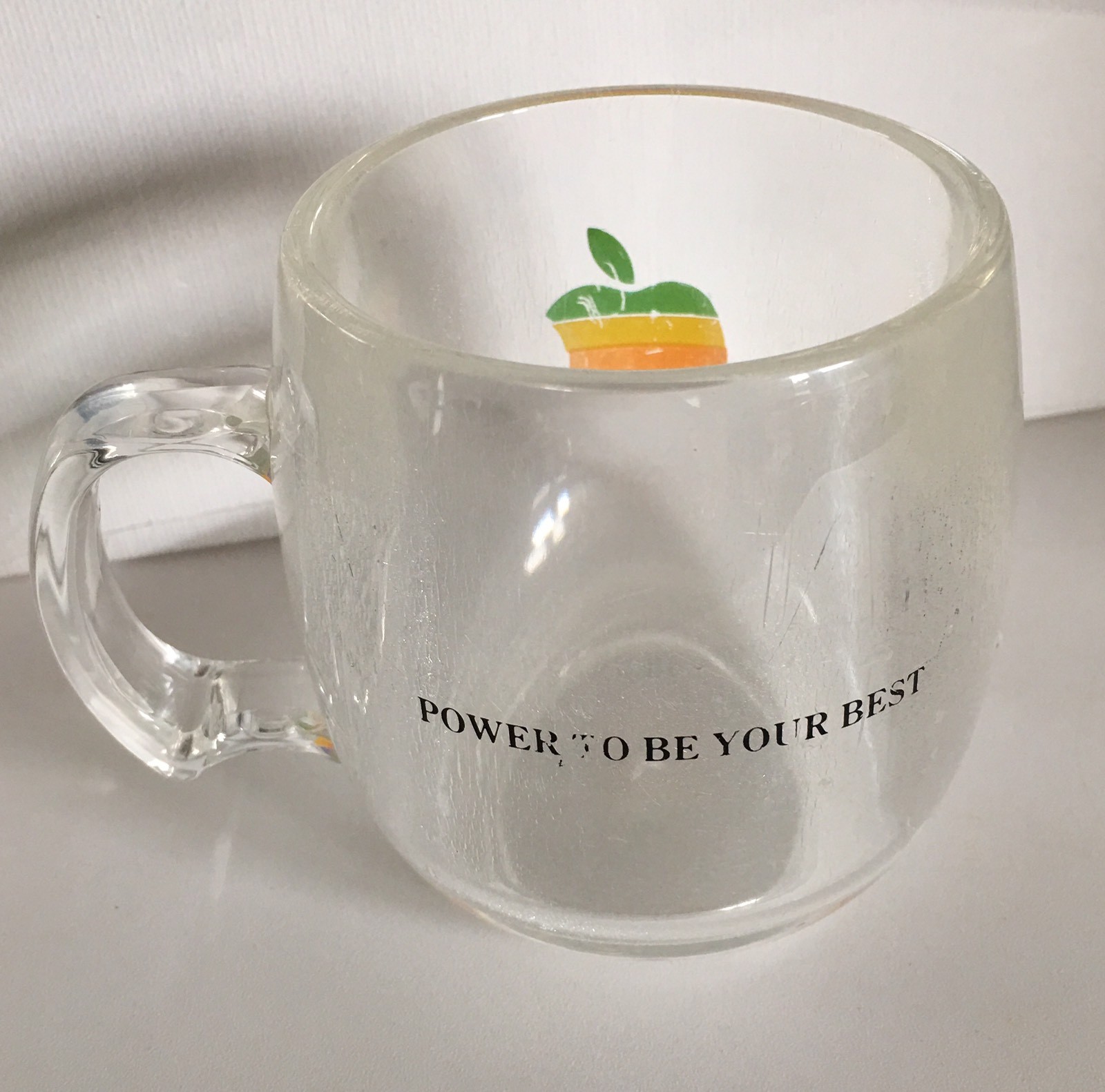 Vtg 1980s Apple Computer mug Rainbow Apple Logo Promo Macintosh Cup ...