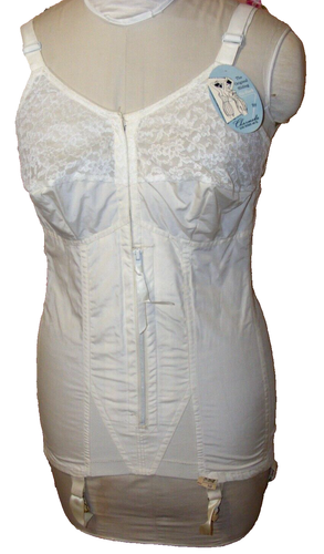 60S FULL BODY CORSET GIRDLE 36D #666N SEARS LUMBAR SUPPORT HALF LACE ...