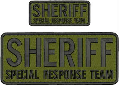 SHERIFF S R TEAM EMBROIDERY PATCH 10X4 AND 5X2 HOOK ON BACK OD GREEN ...