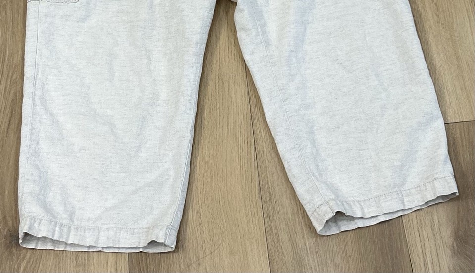 TALBOTS Women's Capri Pants Linen Blend Ivory Straight Cargo Pockets ...