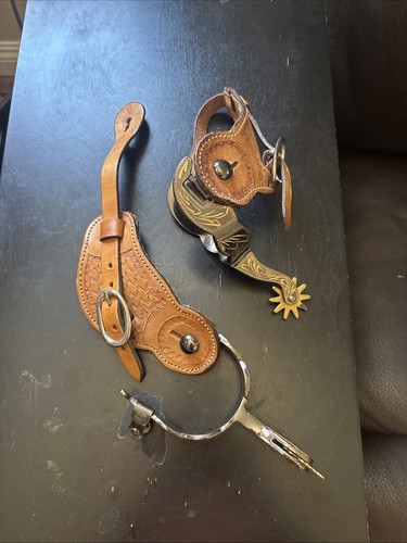 Western Boot Spurs with Leather Straps | eBay