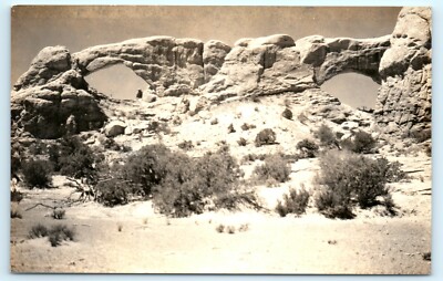 POSTCARD RPPC The Windows Arches National Monument Moab Utah Rock ...