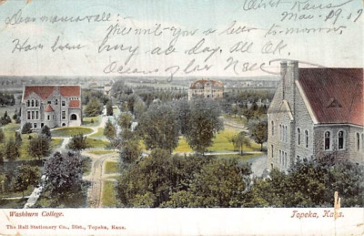 Postcard KS: Washburn College, Topeka, Kansas, Posted 1907, Antique UDB ...