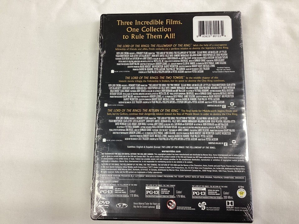 The Lord of the Rings: 3-Film Collection (DVD, 2014, 3-Disc Set ...