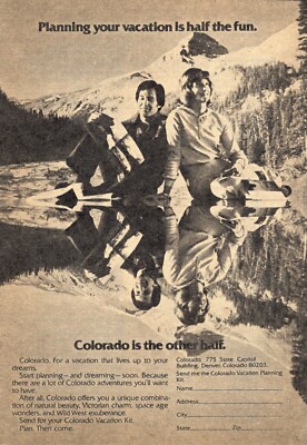 1978 PRINT AD ~ COLORADO VACATION PROMO SNOW COVERED MOUNTAINS Denver ...