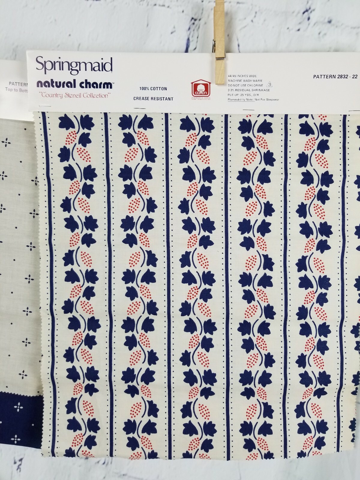 Vintage Springmaid Fabric 3 Salesman Samples Country Stencil ...