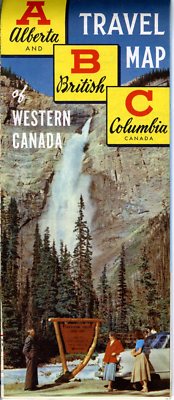 1958 ABC Travel Map of Western Canada Road Map: Alberta British ...