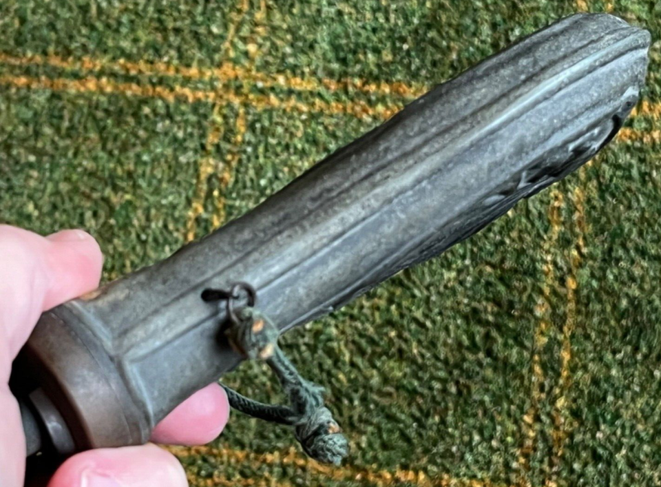 GENUINE VINTAGE ANTIQUE METAL & BRASS BLACK POWDER FUNNEL FLASK ...