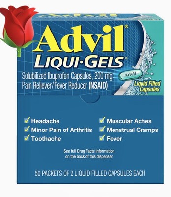 ADVIL LIQUI-GELS Ibuprofen Dispenser Box, 2 Capsules, 50 Packs, Resale ...