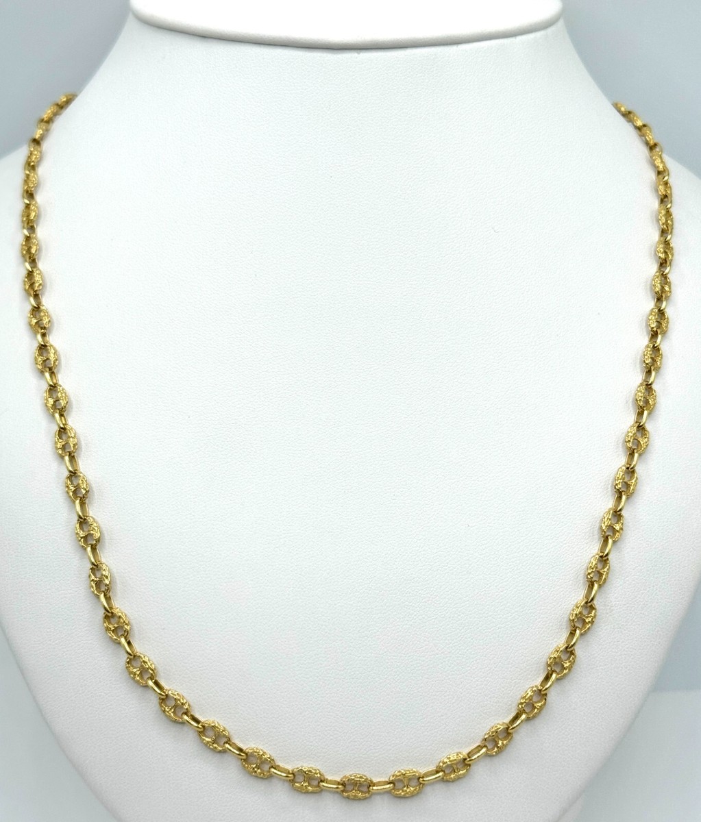 Puff Gucci Gold Chain Necklace Hollow Gucci Puff 14k Yellow Gold Chain