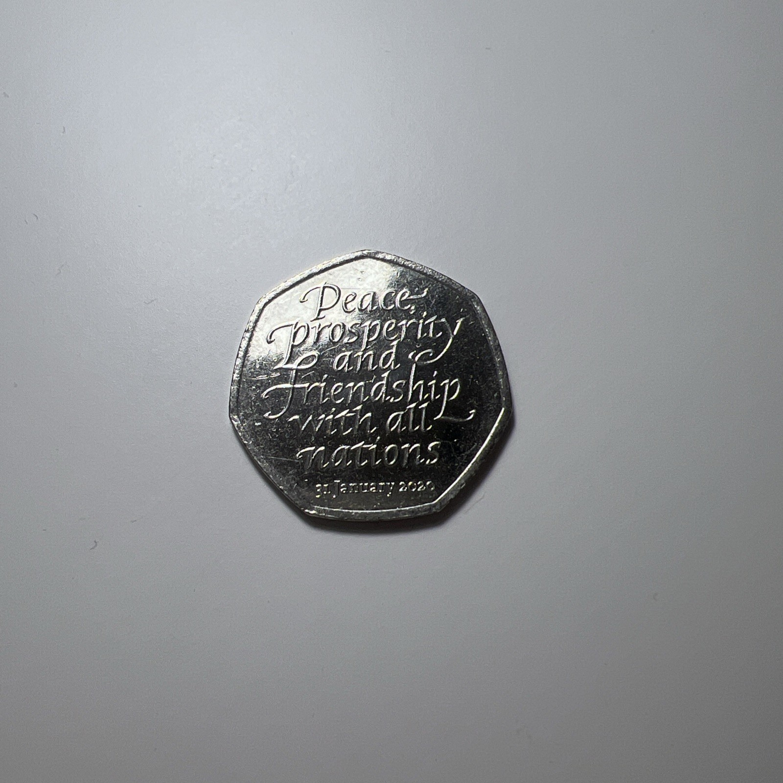 Very Rare (Brexit) 50p Coin Peace Prosperity And Friendship With All ...