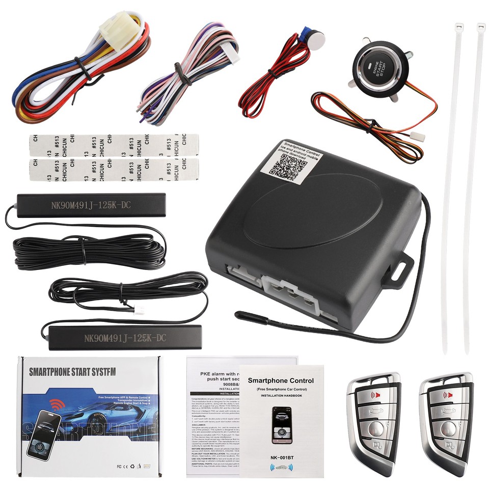 Remote Car Keyless Entry Engine Start Alarm System Push Button Starter ...