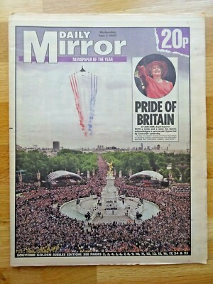 2002 Newspaper - Queen Golden Jubilee - Daily Mirror - 47 pages | eBay UK