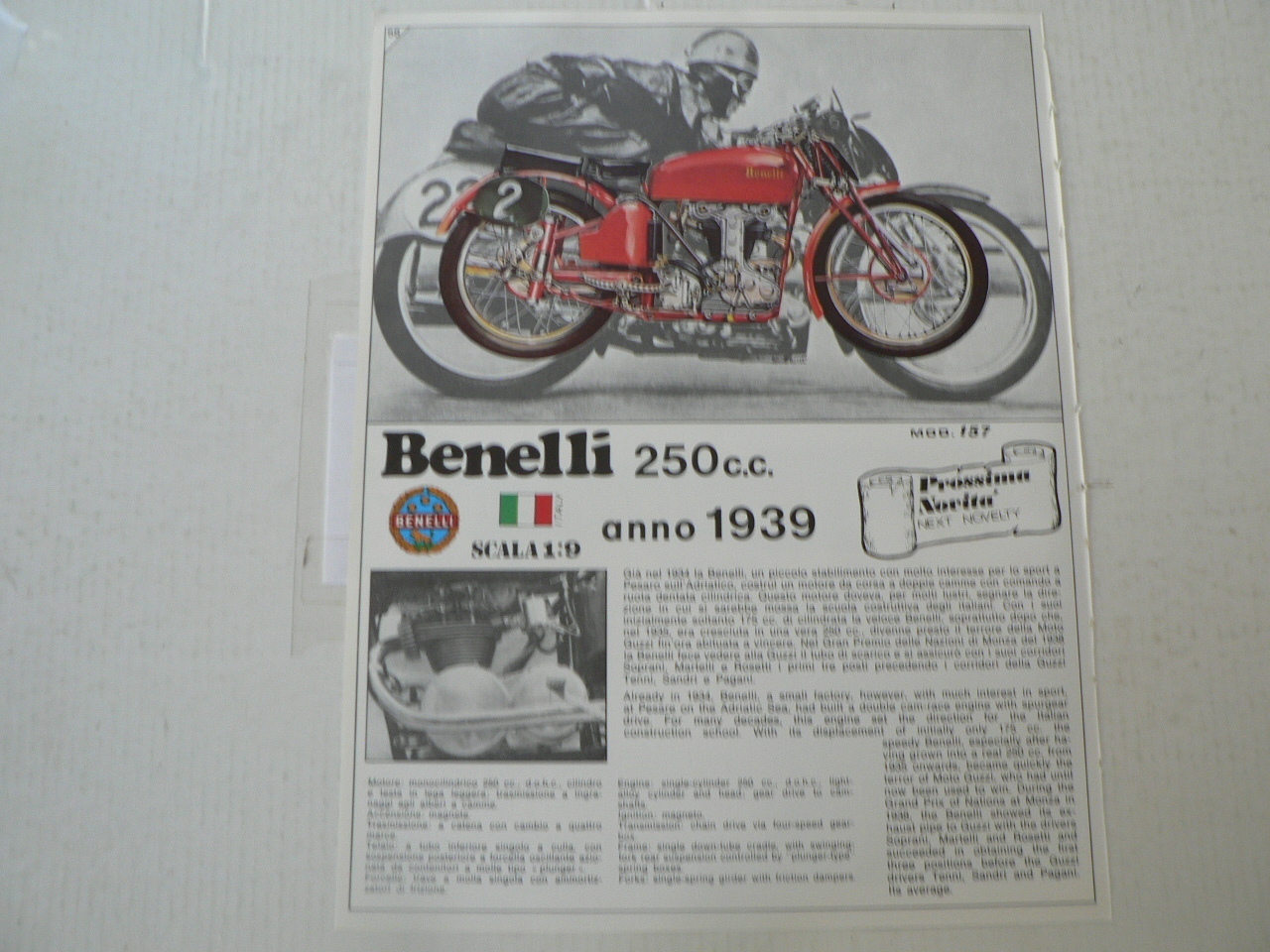 PROTAR BIANCHI FRECCIA CELESTE 350 CC 1927 AND BENELLI 250 CC 1939 ...