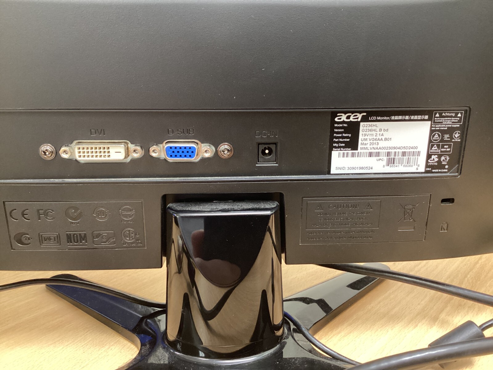 Acer G236HL LED LCD Monitor Office Used Great for Security Monitor No ...