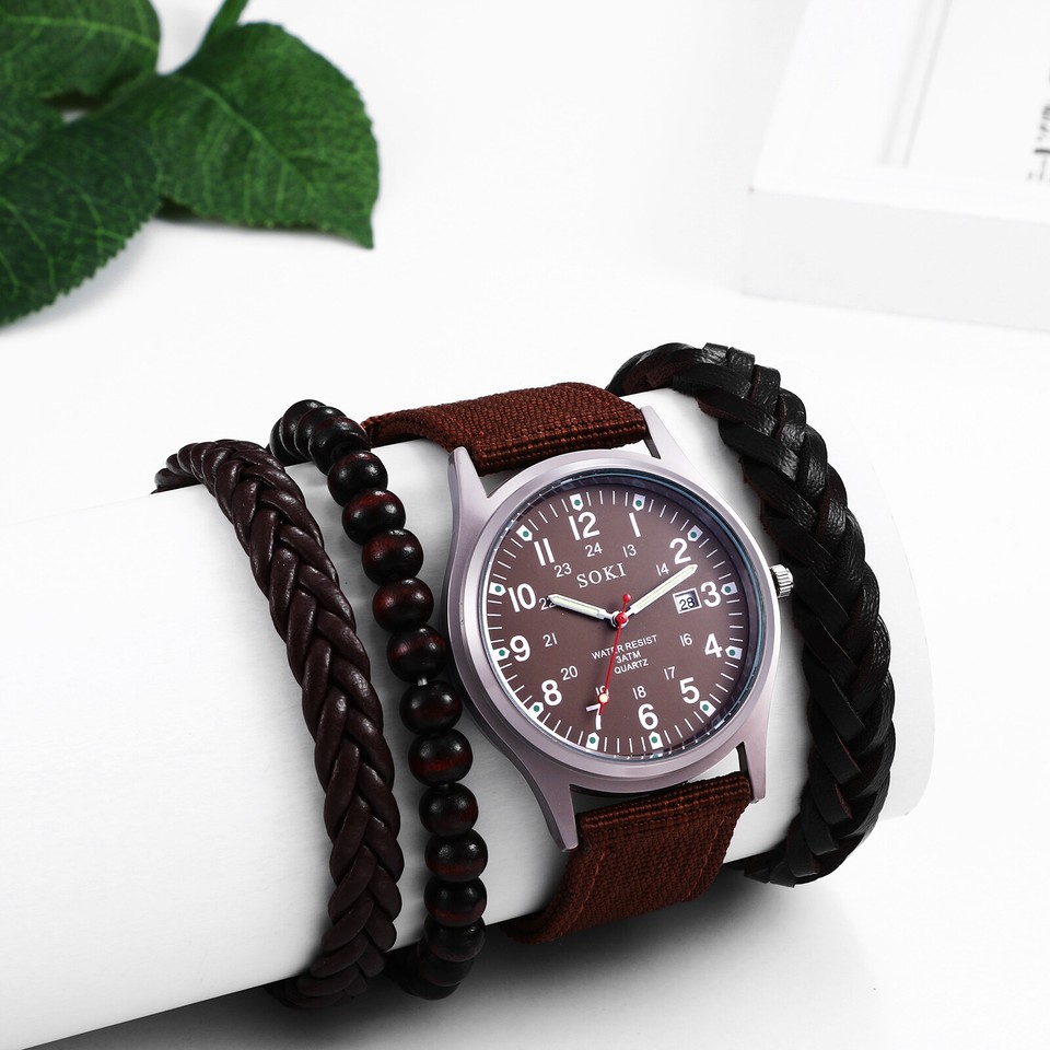 Men Sport Quartz Date Nylon Strap Army Military Wrist Watch Luminous ...