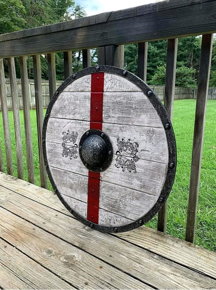 Beautiful Medieval Viking Shield 22" Round Wooden Shield Heavy Metal ...