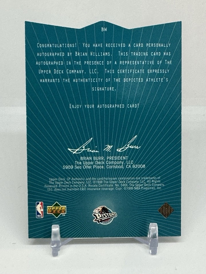 1997-98 SP Authentic BRIAN WILLIAMS aka Bison Dele #BW Sign of the ...