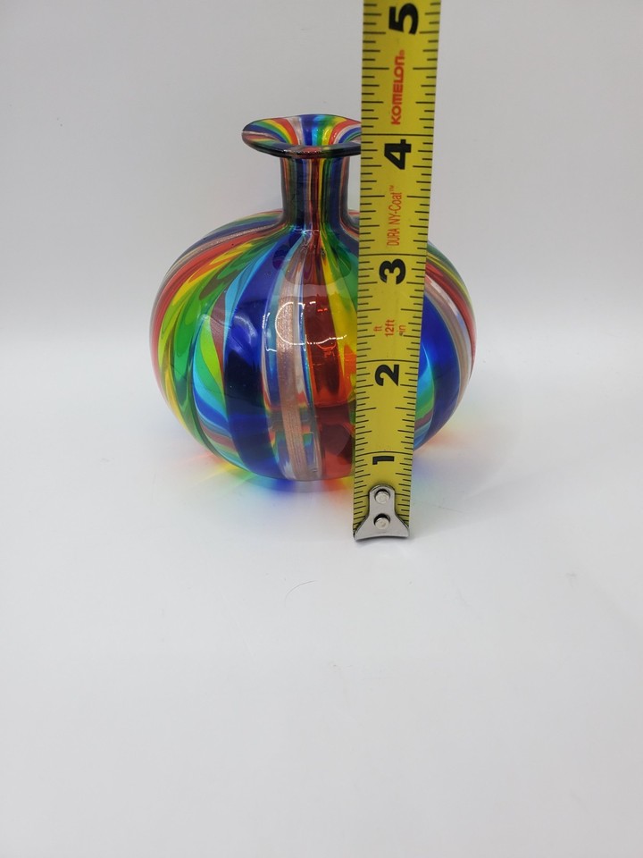 Original Vintage Gabbiani Italian Art Murano Glass Rainbow Vase Venezia ...