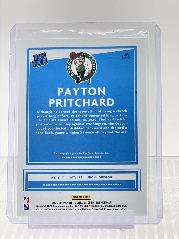 PAYTON PRITCHARD 2020-21 DONRUSS OPTIC RATED ROOKIE AUTOGRAPH RC AUTO ...