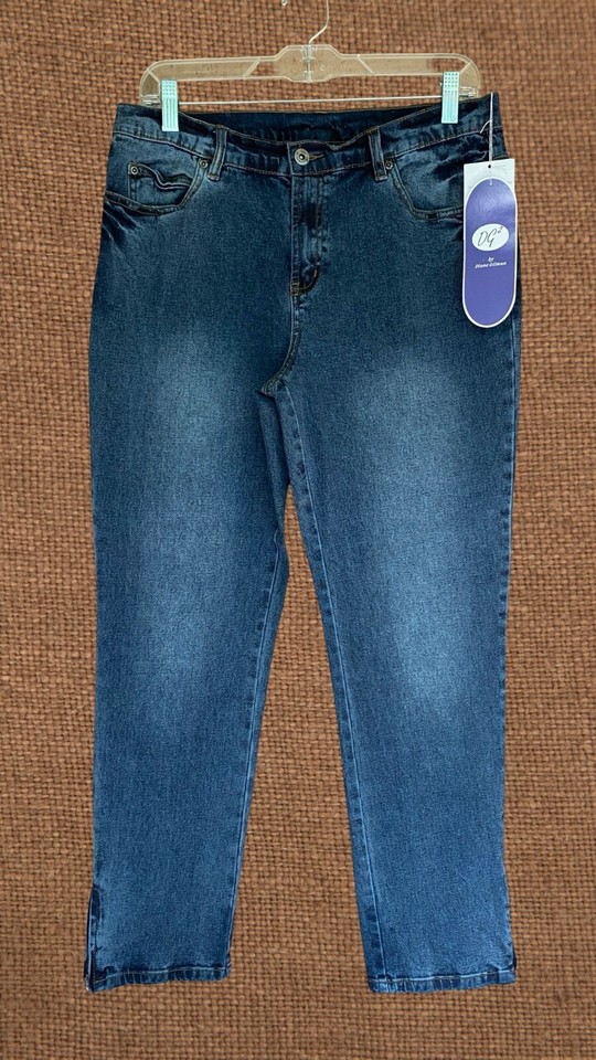 DG2 Diane Gilman Stretch Denim Ankle Zip Blue Jeans 10P New NWT | eBay