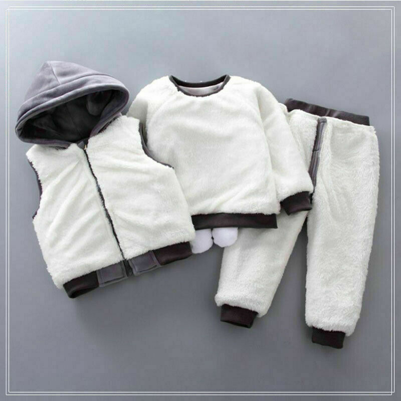 Baby Kids Winter Warm Velvet Long Sleeve Hooded Coat + Outerwear Jacket ...