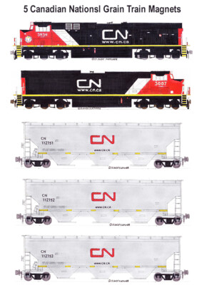 Canadian National National Steel Grain Train set of 5 magnets by Andy ...
