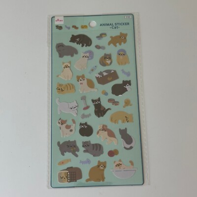 Daiso Animal Cat Sticker Sheet | eBay