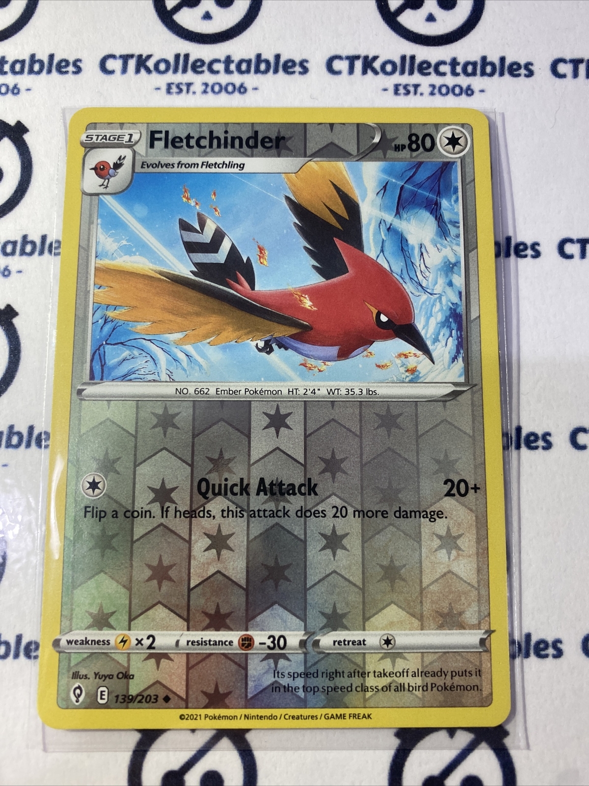 Fletchinder Reverse Holo #139/203 Pokémon Card Evolving Skies | eBay ...