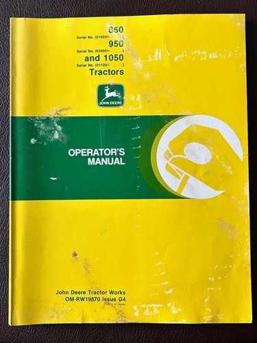 John Deere 850 950 1050 Tractors Operator's Manual 1984 & Extras | eBay