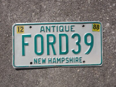 New Hampshire FORD39 Vanity License Plate 1939 Ford Deluxe Coupe Truck ...