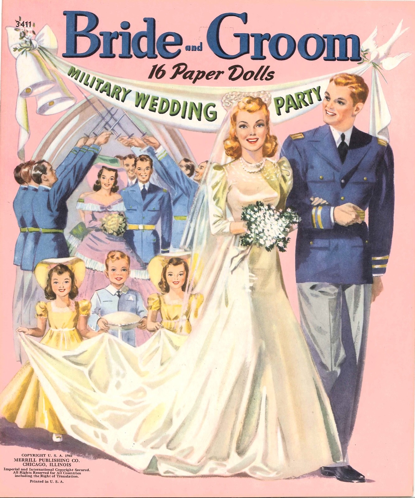 VINTGE UNCUT 1941 BRIDE GROOM MILITARY PAPER DOLL 12 PG~LASER ...