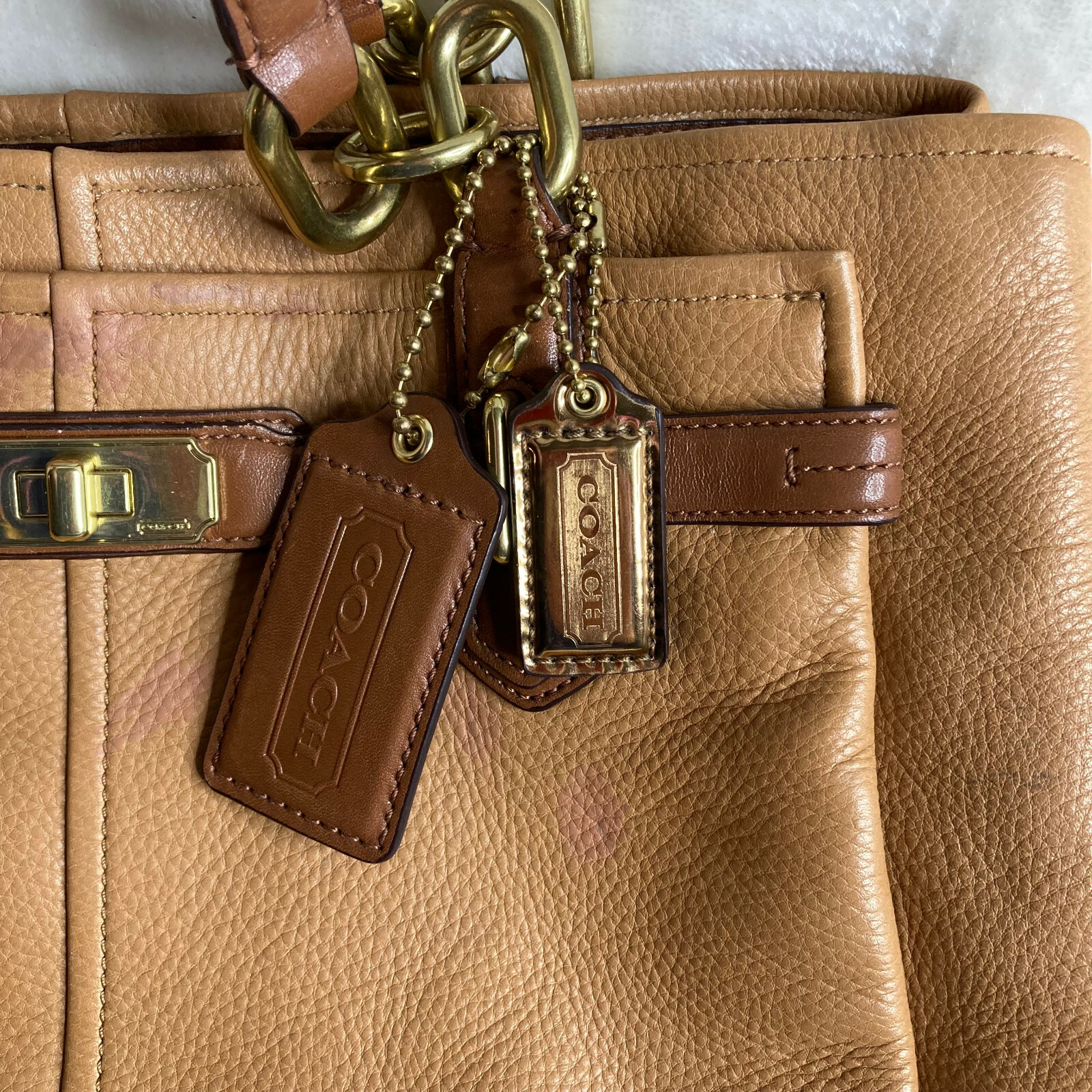 Coach Jayden Caryall J1173-18955 Brown Tan Leather Sateen Brass Satchel ...