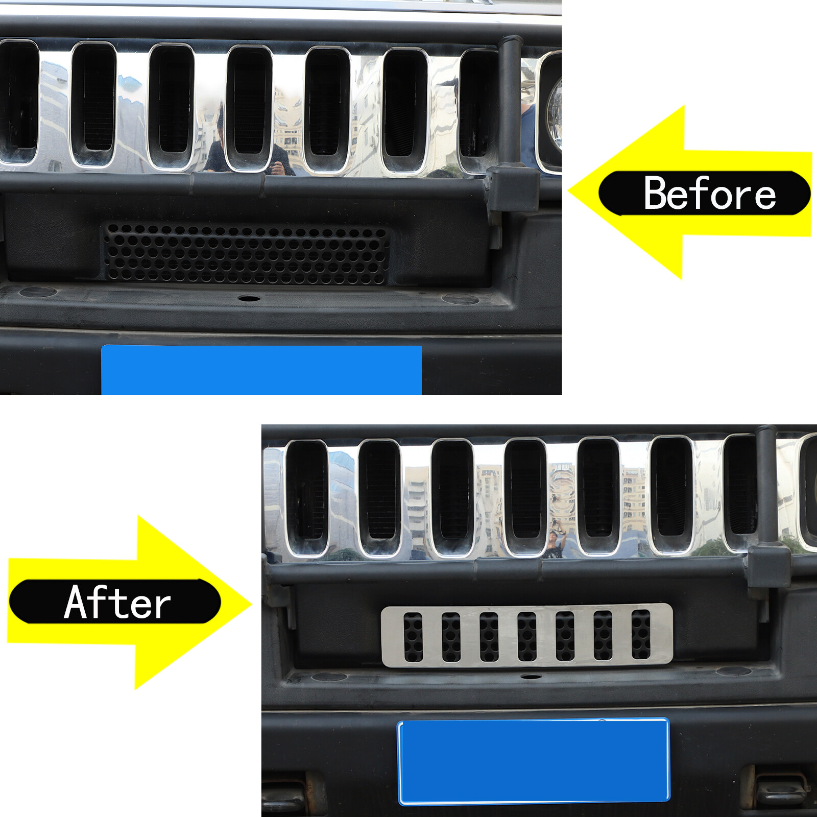 Stainless Front Lower Mini Grille Cover Plate Fits Hummer H2 SUV SUT ...